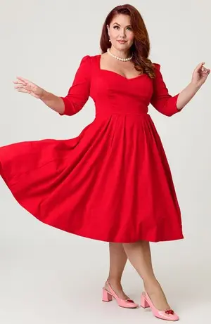 Unique Vintage Sweetheart Neckline Swing Dress