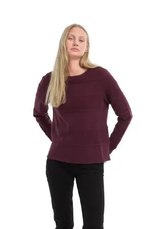 WILT CLOTHING Striped Slub Sweatshirt - Dark Fig