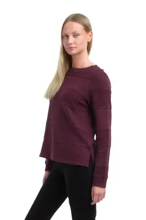 WILT CLOTHING Striped Slub Sweatshirt - Dark Fig