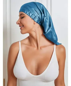 SILKSILKY Pure Silk Elasticated Bonnet - Teal