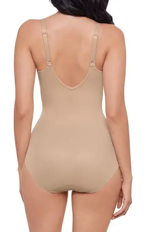 MIRACLESUIT® Sheer Mesh Trim Underwire Shaping Bodysuit - Warm Beige