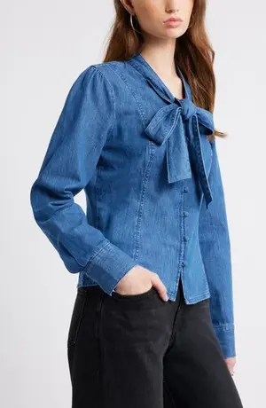 Treasure & Bond Chambray Bow Shirt