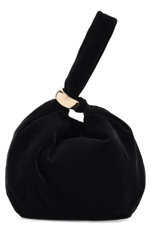 Mango Velvet Pouch With Loop Handle - Black