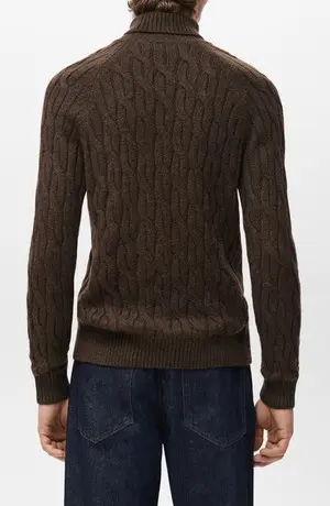 Mango Cable Stitch Turtleneck Sweater