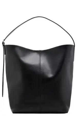 Mango Large Leather Bucket Tote