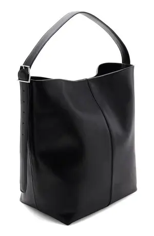 Mango Large Leather Bucket Tote