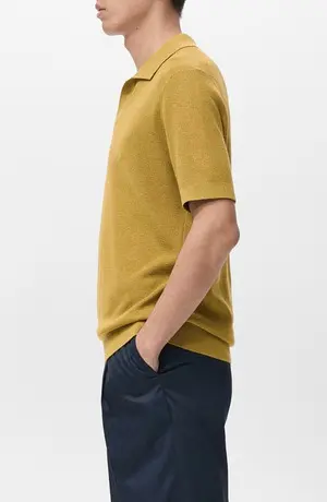 Mango Structured Knit Polo - Curry