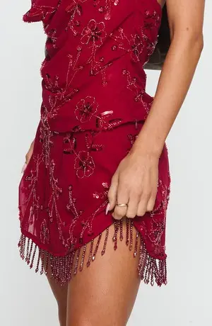 Princess Polly Embellished Beaded Sequin Fringe Miniskirt