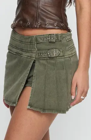 Princess Polly Faux Wrap Denim Skort