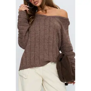 Princess Polly One-shoulder Ribbed Sweater