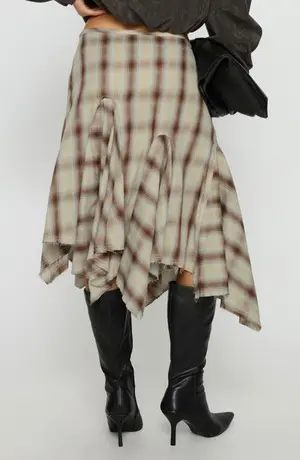 Princess Polly Asymmetric Plaid Midi Skirt