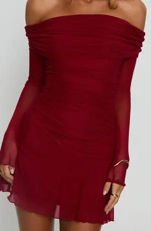 Princess Polly Koki Long Sleeve Off The Shoulder Minidress