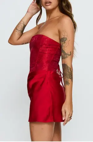 Princess Polly Jenevieve Strapless Satin Mini Dress