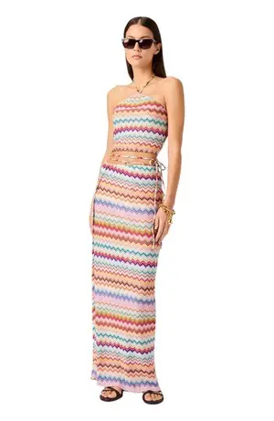 Missoni Long Pareo Skirt With Pixel-effect Zigzag Pattern - Multicoloured