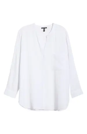 Eileen Fisher Mandarin Collar Button-up Top