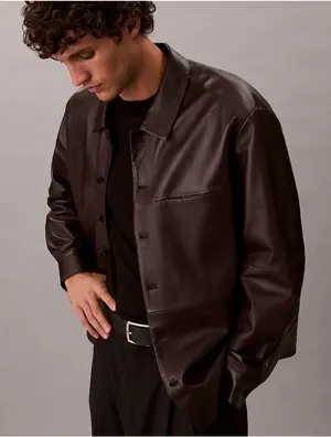 Calvin Klein Leather Shirt Jacket