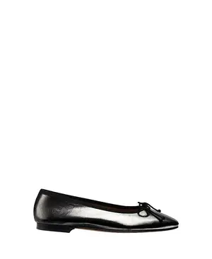 MARGAUX LONNBERG The Fonteyn Flats - Black Crinkle-gloss Nappa