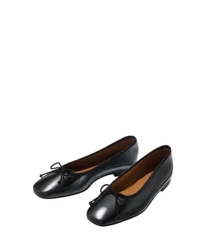 MARGAUX LONNBERG The Fonteyn Flats - Black Crinkle-gloss Nappa
