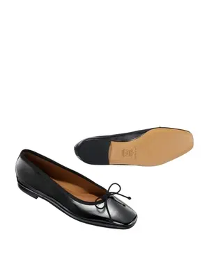 MARGAUX LONNBERG The Fonteyn Flats - Black Crinkle-gloss Nappa