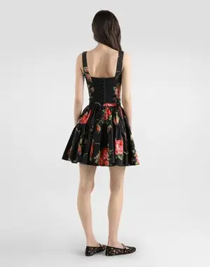 Dolce & Gabbana Rose Bouquet-print Cotton Bustier Top - Multicolor