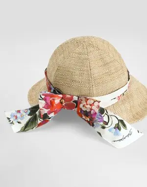 Dolce & Gabbana Floral-print Band Raffia Hat