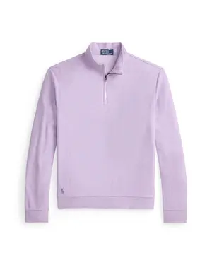 Polo Ralph Lauren Textured Double-knit Quarter Zip Pullover - Purple