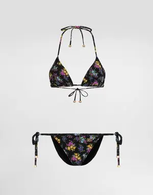 Dolce & Gabbana Floral-print Triangle Bikini - Multicolor