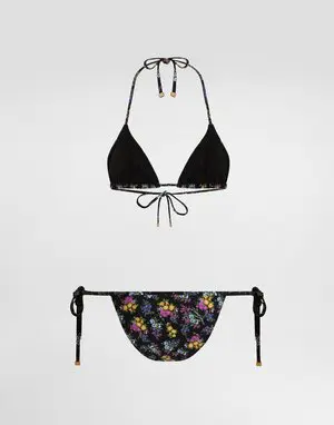 Dolce & Gabbana Floral-print Triangle Bikini