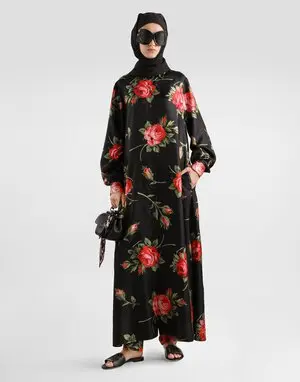 Dolce & Gabbana Rose Bouquet-print Long Twill Dress