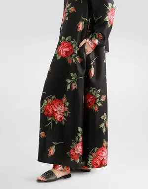 Dolce & Gabbana Rose Bouquet-print Long Twill Dress