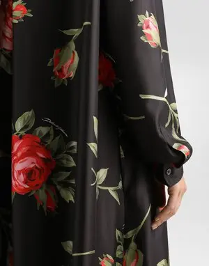 Dolce & Gabbana Rose Bouquet-print Long Twill Dress