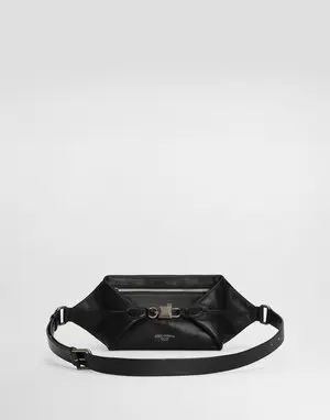 Dolce & Gabbana Lock Belt Bag In Calfskin - Black