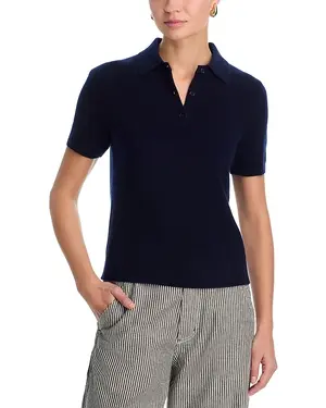 Bloomingdale'S 100% Cashmere Polo Sweater - Navy