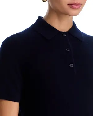 Bloomingdale'S 100% Cashmere Polo Sweater - Navy