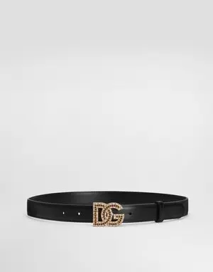 Dolce & Gabbana Calfskin Belt With Dg Logo - Black