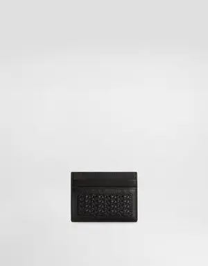 Dolce & Gabbana Woven Plongé Calfskin Card Holder - Black