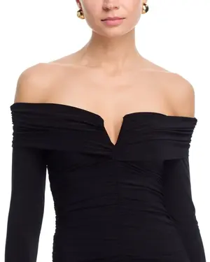 Aqua Off-the-shoulder Mini Dress