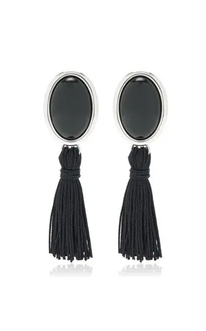 JULIETTA Jude Tasseled Onyx Earrings - Black