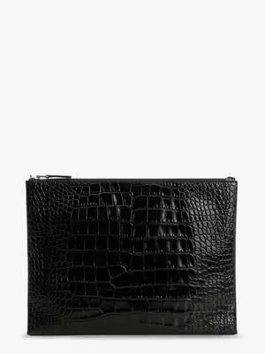 TOM FORD Leather Crocodile Print Clutch - Black
