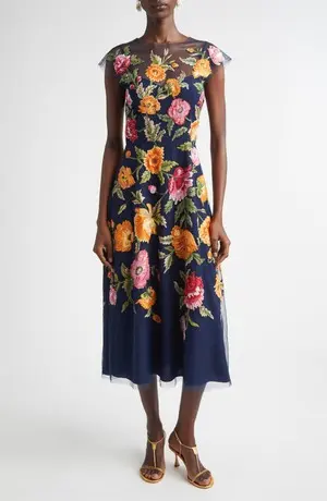 Carolina Herrera Sequin Embroidered Tulle Gown