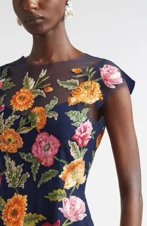 Carolina Herrera Sequin Embroidered Tulle Gown