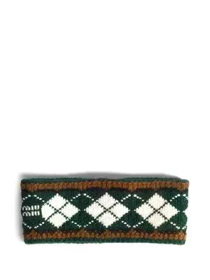 Miu Miu Argyle Headband With Logo - Green