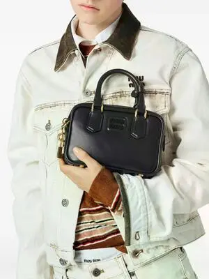 Miu Miu Arcadie Leather Tote - Black