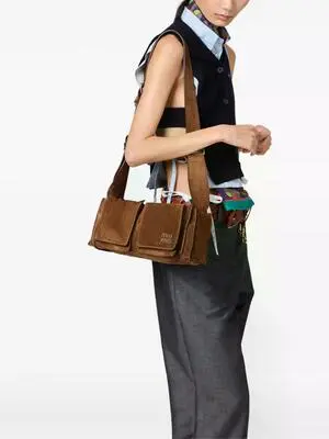 Miu Miu Suede Utility Shoulder Bag - Brown