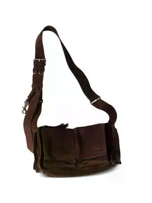 Miu Miu Utilitaire Suede Shoulder Bag - Brown