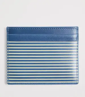 Valentino Garavani Leather Stripe Vlogo Card Holder - Blue