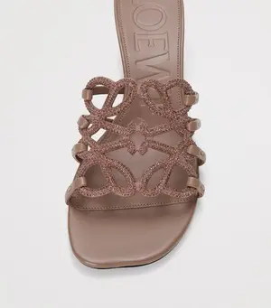 Loewe Leather Petal Anagram Mules
