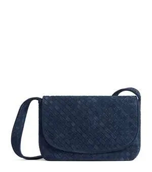 Bottega Veneta Suede Veneto Messenger Bag - Blue