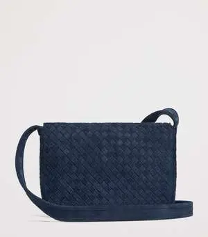 Bottega Veneta Suede Veneto Messenger Bag - Blue