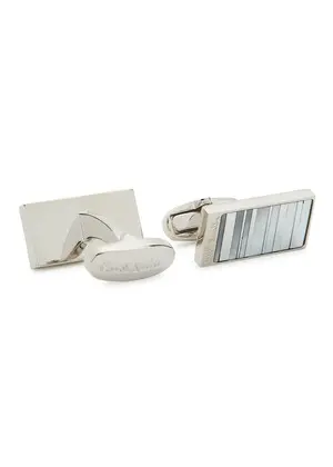 Paul Smith Signature Stripe Mother Of Pearl Cufflinks - Silver